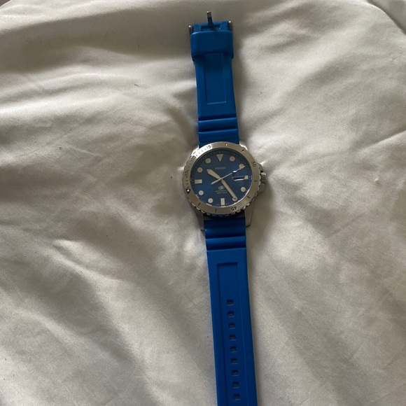 Fossil | Accessories | Fossil Blue And Silver Mens Watch | Poshmark